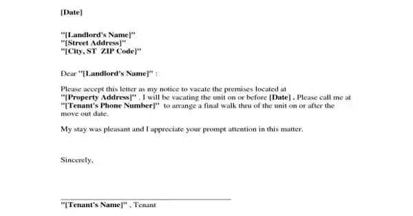 Sample Letter To Terminate Lease In 30 Days Assignment Point